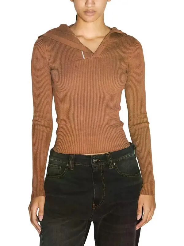 Y/project Ribbed Long Sleeve Top - Brown