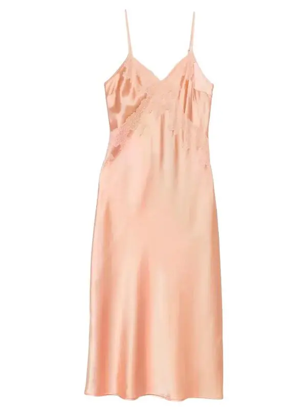Patrizia Pepe Lace Satin Midi Dress - Pink