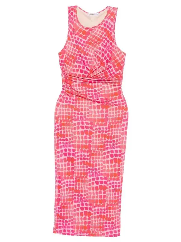 Patrizia Pepe Croco-print Midi Dress - Pink