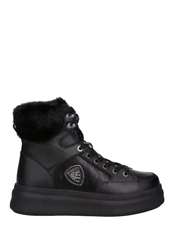 BLAUER. Faux-fur Lace-up Boots - Black