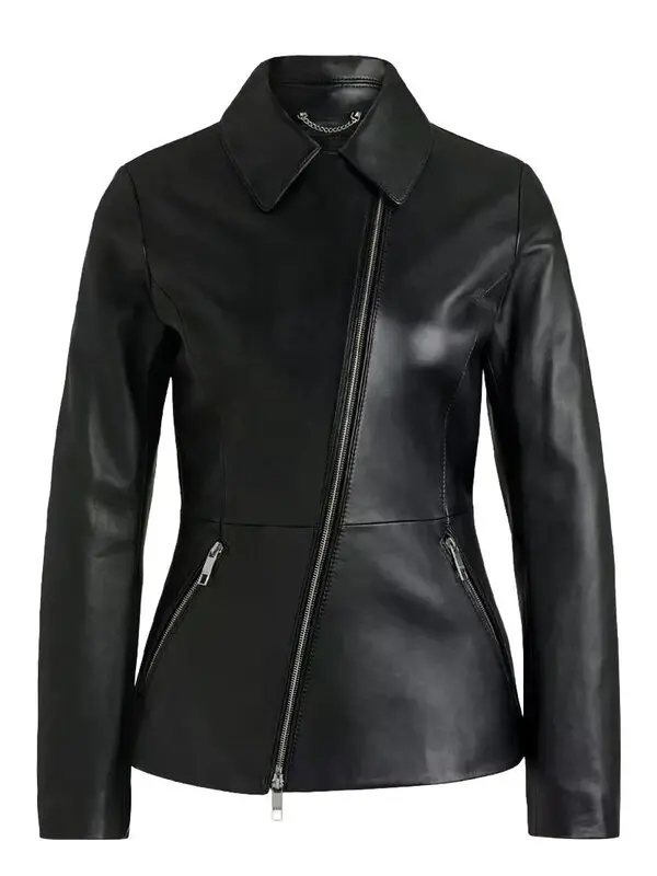 BOSS Leather Zip Jacket - Black