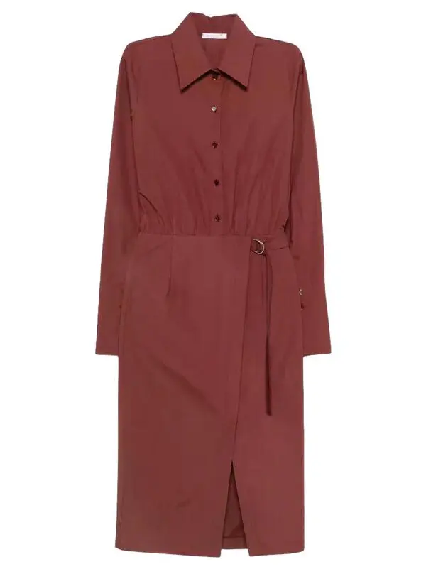 Patrizia Pepe Button Belt Midi Shirt Dress - Brown