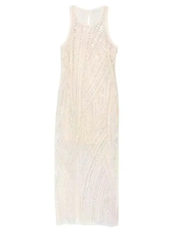 Patrizia Pepe Embroidered Midi Dress - Neutrals