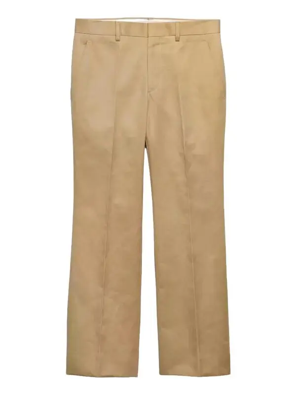 Prada Trumpet Flare Cotton Trousers - Neutrals