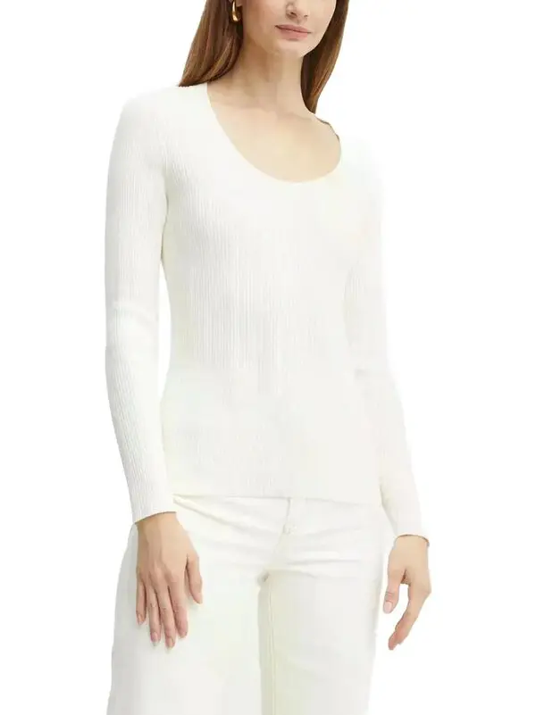 BOSS Ribbed Scoop-neck Sweater - White