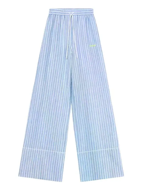 Off-White Striped Long Trousers - Blue