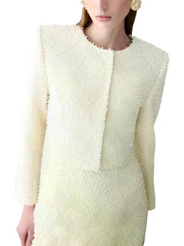 Carolina Herrera Pearl-embroidered Jacket - Neutrals