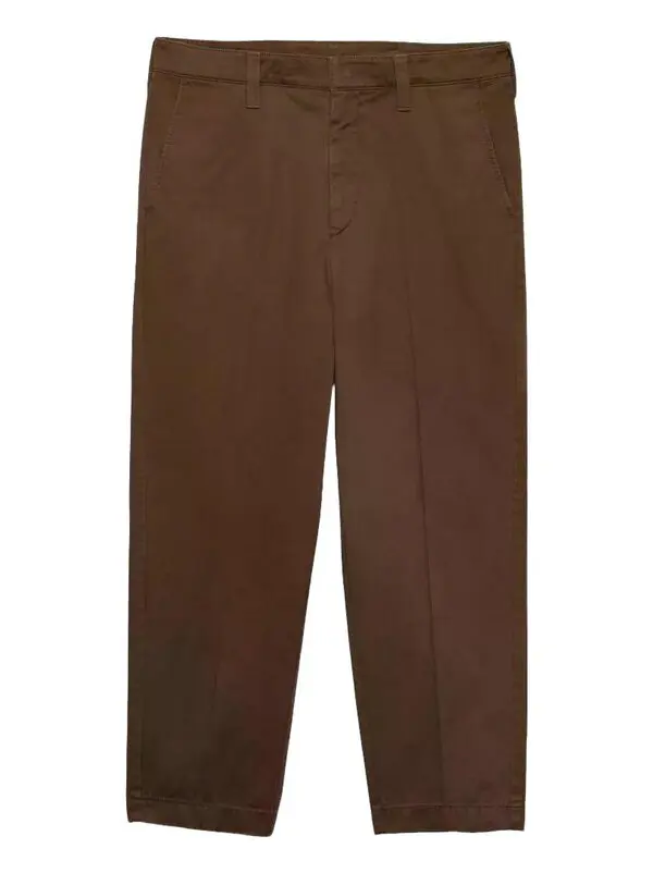 Prada Slim Sartorial Trousers With Logo - Brown
