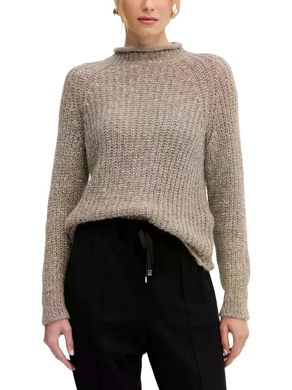 Luisa Spagnoli Ribbed-cuff Sparkle Sweater - Neutrals