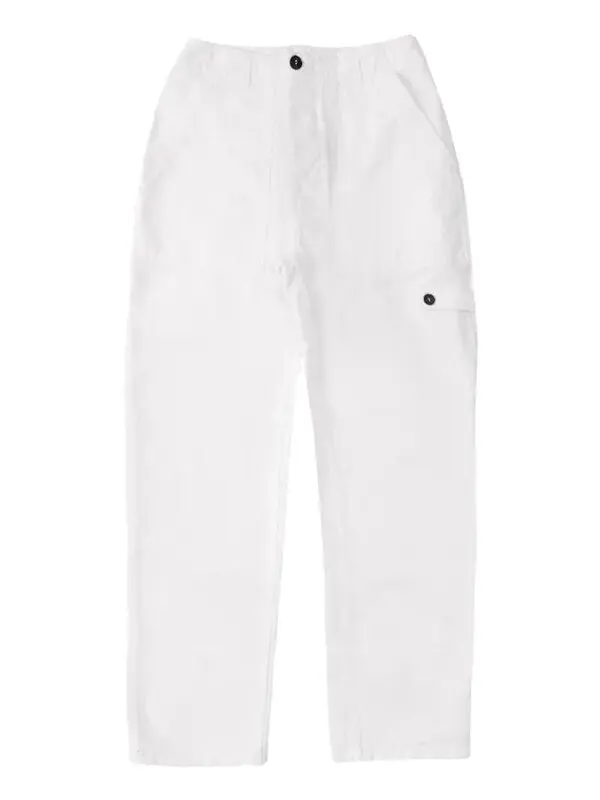FORTELA Patch-pocket Herringbone Trousers - White