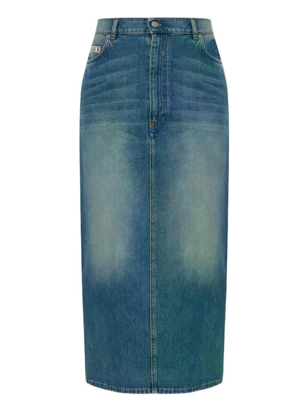 Moschino Logo-label Denim Midi Skirt - Blue