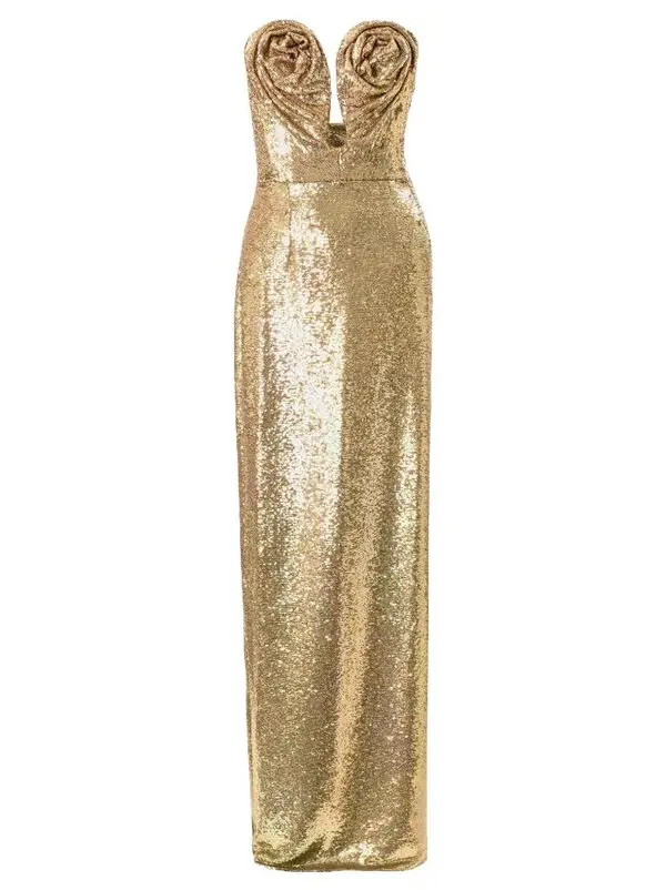 Carolina Herrera Sequin Maxi Dress - Gold