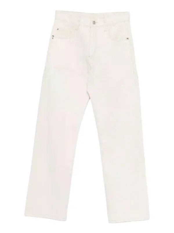 Patrizia Pepe Straight-leg Jeans With Logo Button - Neutrals