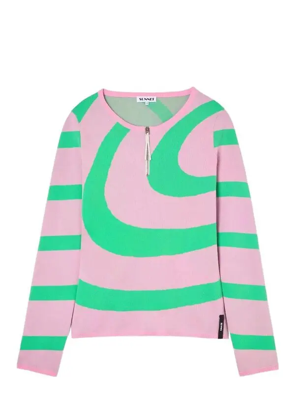 Sunnei Striped Zip Top - Pink