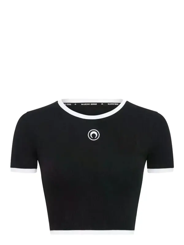 MARINE SERRE Moon-logo Crop Top - Black