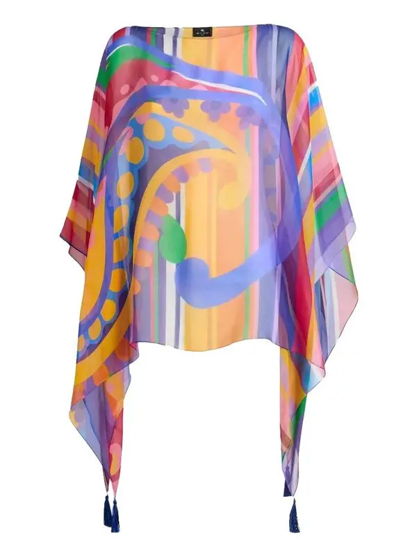 Etro Printed Poncho Blouse - Orange