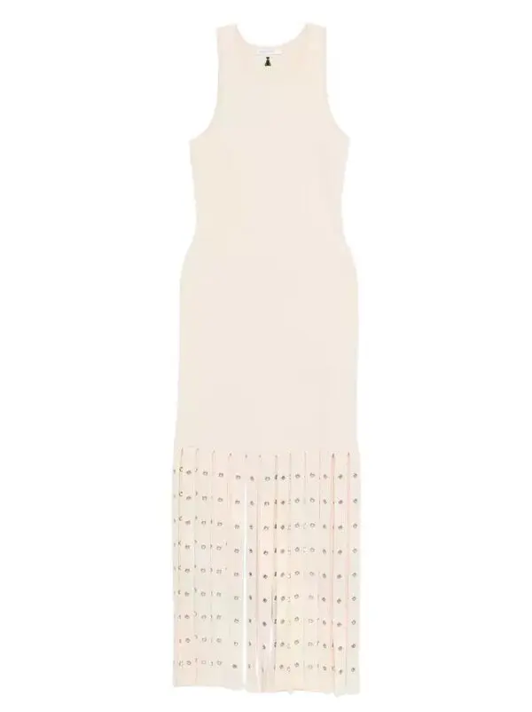 Patrizia Pepe Fringes Knit Midi Dress - Neutrals