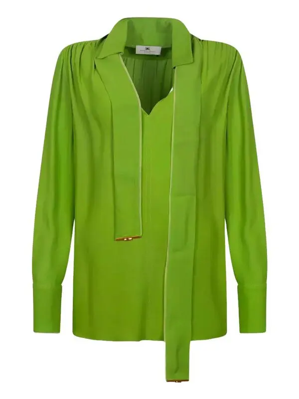 Elisabetta Franchi Sash V-neck Blouse - Green