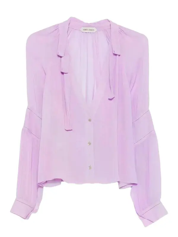 Alberta Ferretti Tie-neck Long-sleeve Shirt - Purple