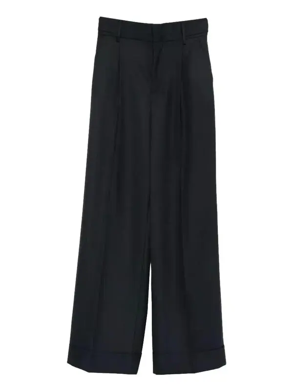 Alberta Ferretti Pleated Trousers With Cuffed Hem - Blue