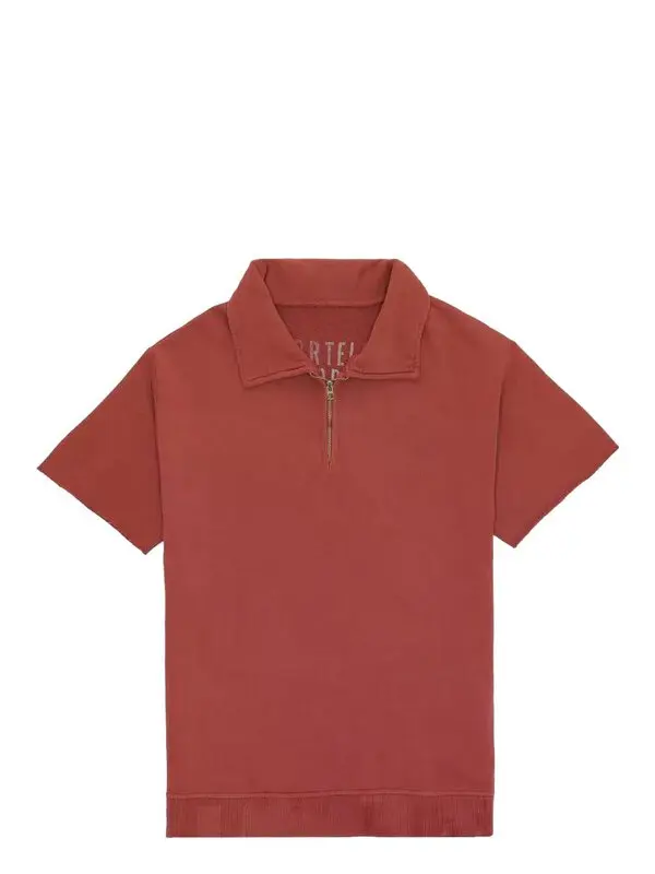 FORTELA Zip-fastening Short-sleeve Polo Shirt - Red