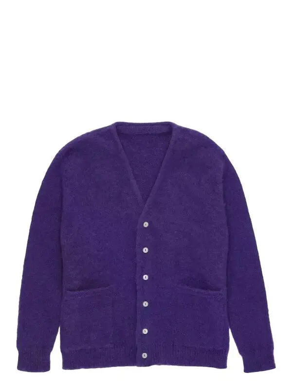 FORTELA Pocket Button Cardigan - Purple