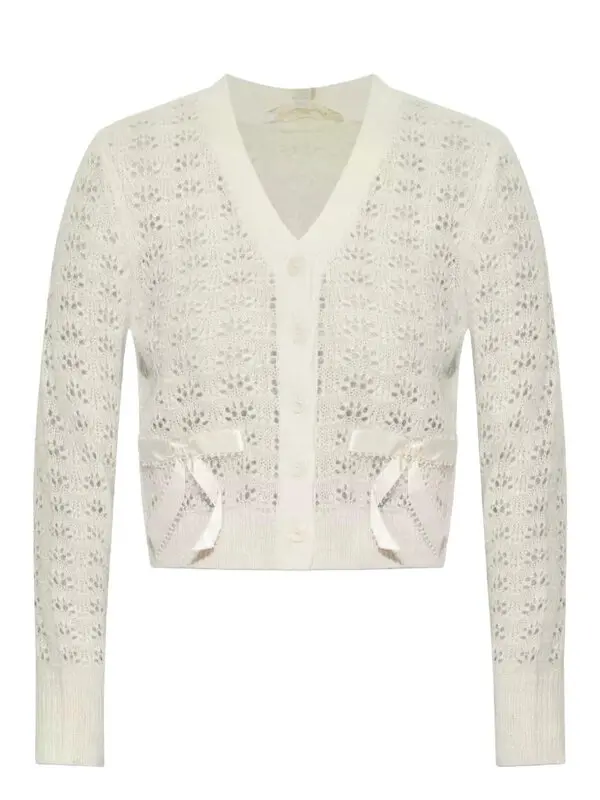 LoveShackFancy Lilly Bow-appliqué Cardigan - White