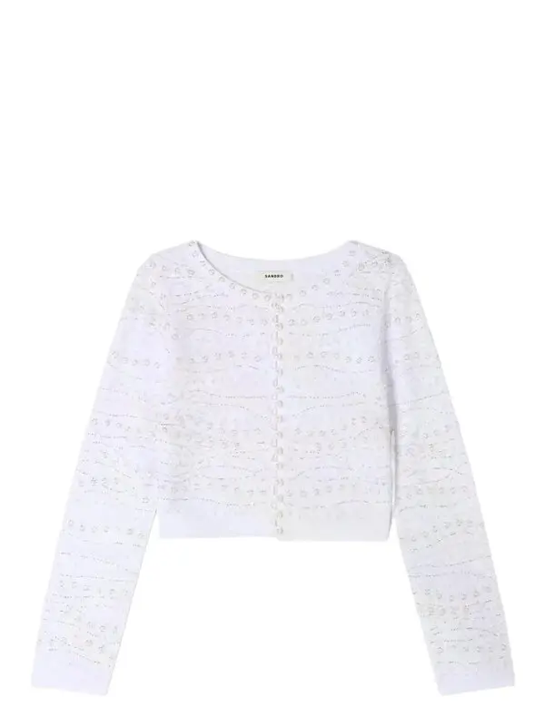 Sandro Floral-embellished Knit Cardigan - White