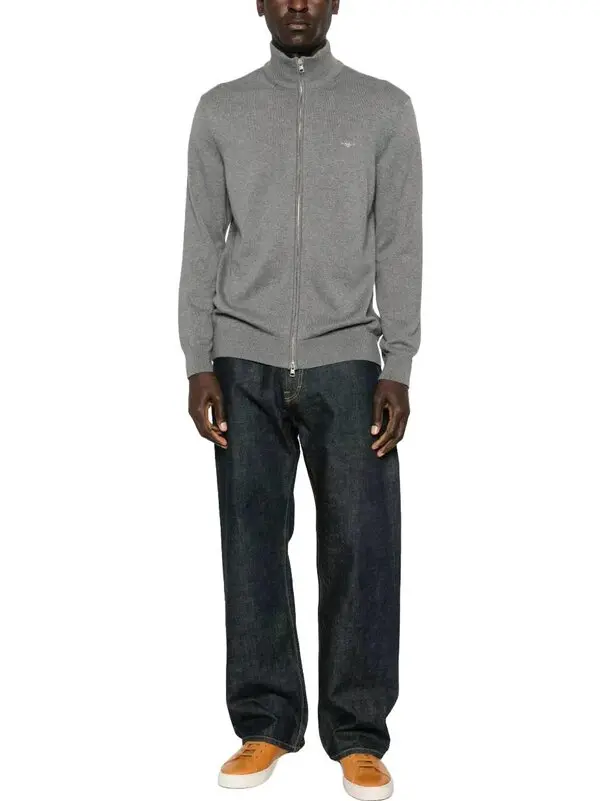Gant Zip-up Cotton Cardigan - Grey