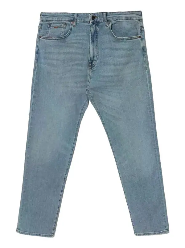 BOSS Maine Straight-leg Jeans With Logo Detail - Blue