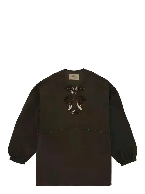 FORTELA Allegras Embroidered Blouse - Brown