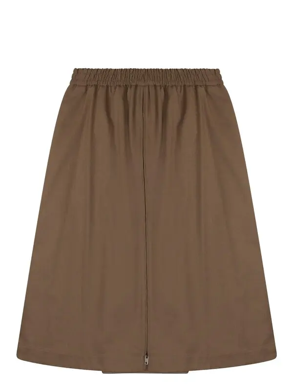 GOLDEN GOOSE Midi Skirt With Front Zipper - Brown