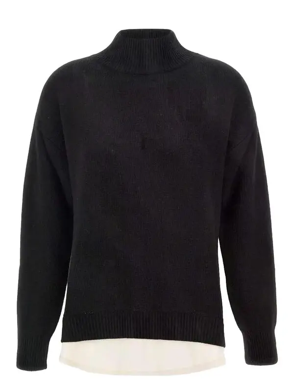 KAOS Colourblock High Neck Sweater - Black