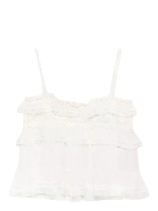 Alberta Ferretti Lace Ruffled Top - White