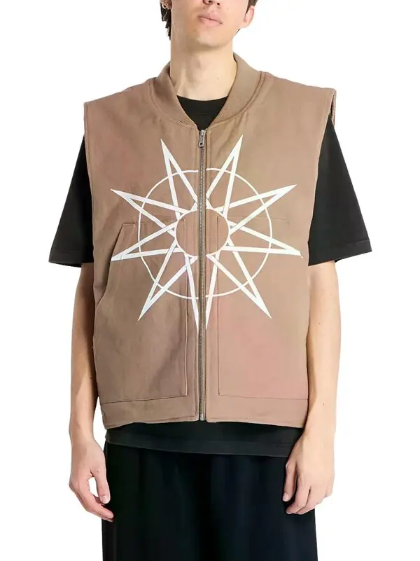 PLEASURES X Slipknot Goat Padded Vest Jacket - Brown