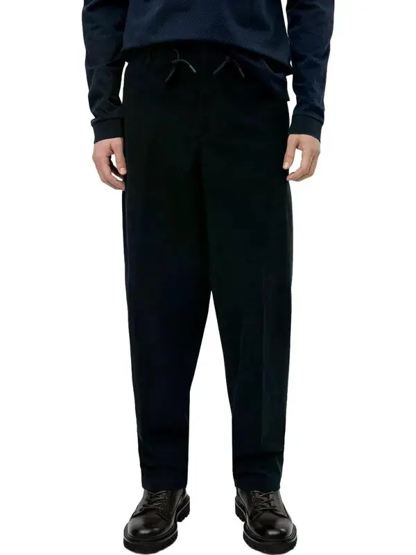 BOSS Drawstring Corduroy Trousers - Blue