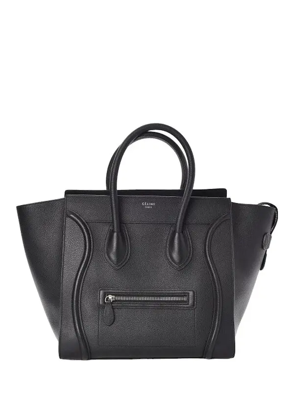 Celine Luggage Drummed Calfskin Mini - Black