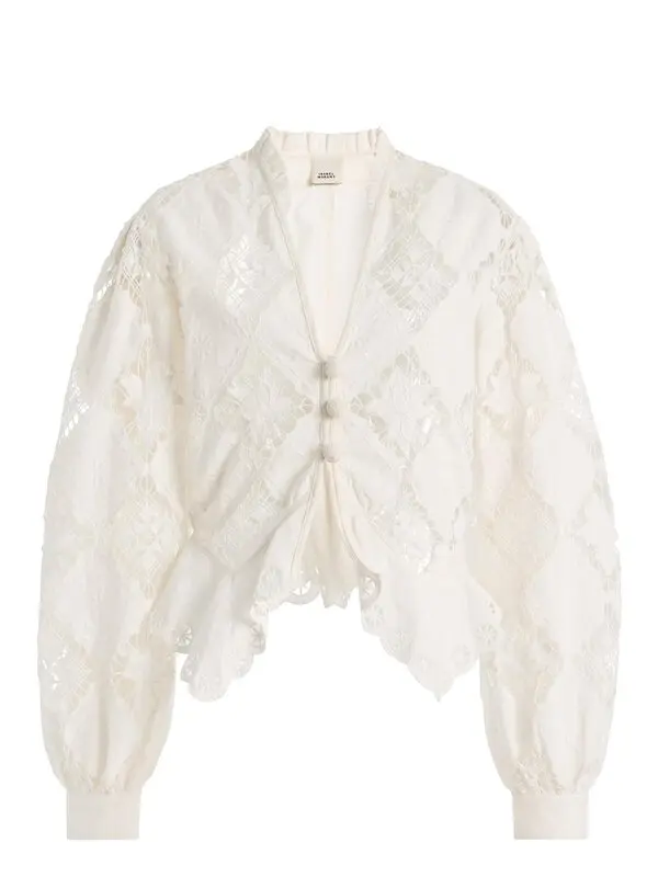 Isabel Marant Nina Cotton-linen Blouse - White