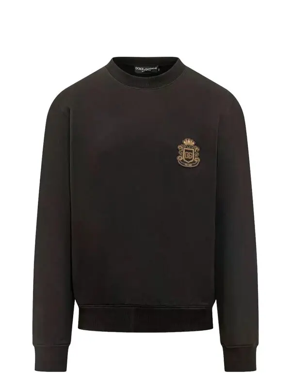 Dolce & Gabbana Crewneck Logo Appliqué Sweatshirt - Black