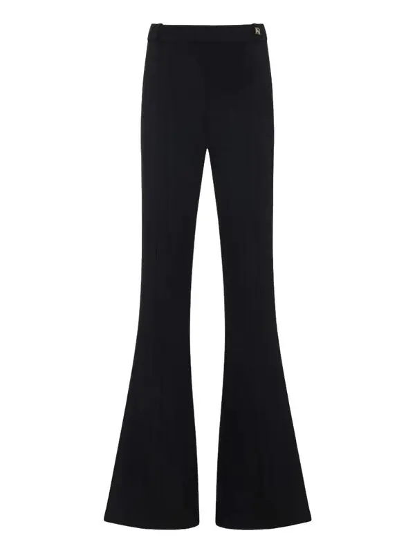 Elisabetta Franchi Flare Leg Trousers With Trim - Black