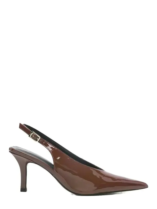 Patrizia Pepe Leather Heeled Slingback Pumps - Brown