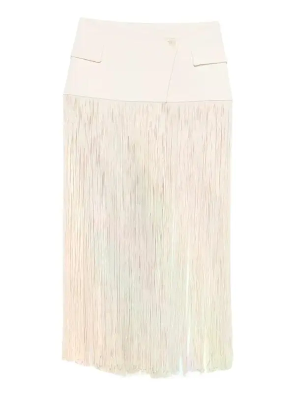 Patrizia Pepe Fabric Fringe Wrap Belt - Neutrals