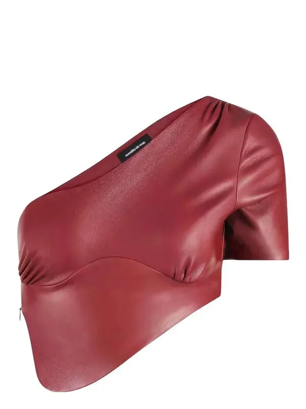 Manière De Voir Curved Hem Crop Top - Red