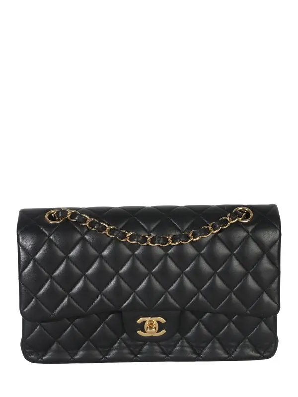 Chanel Quilted Lambskin Classic Double Flap Handbag - Black