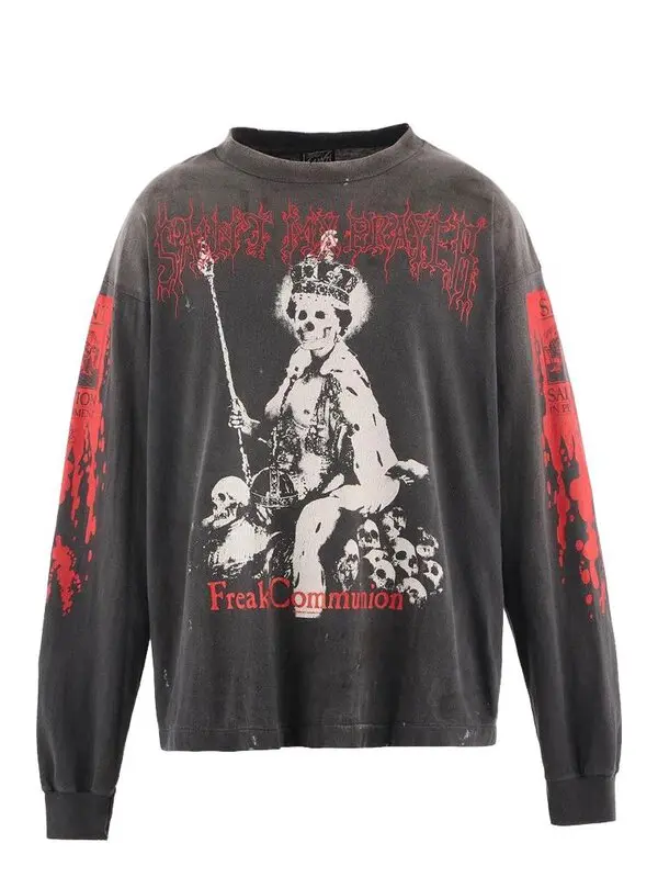 SAINT MXXXXXX Saint Is A Kiss Long Sleeve Tee - Black