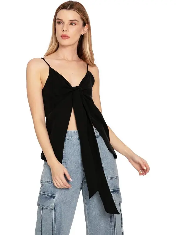 BELLE & BLOOM Reversible Tie Top - Black