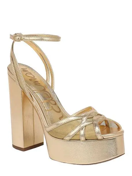 Sam Edelman Ankle Strap Platform Sandal - Amber Gold