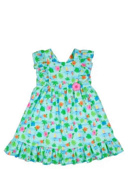 FLORENCE EISEMAN Printed Cotton Dress With Applique - Blue/white