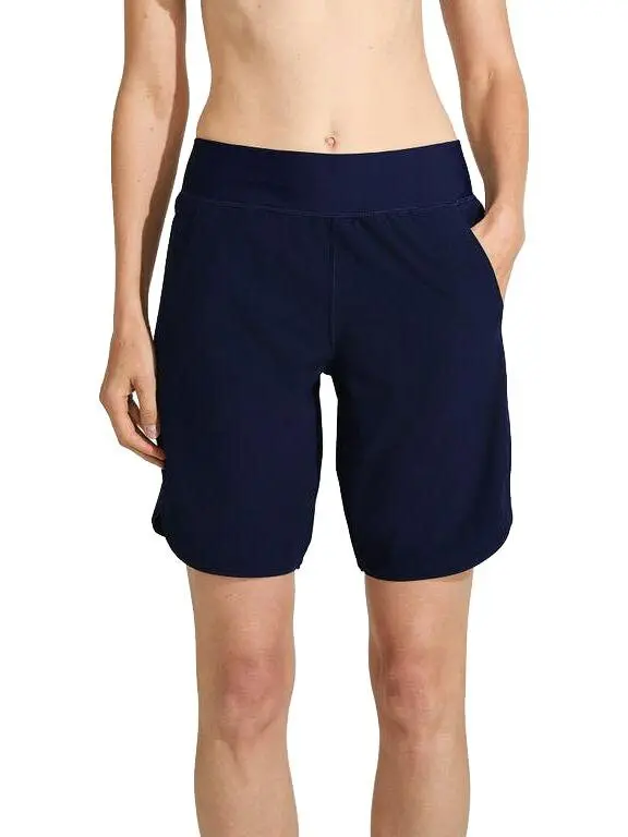 LANDS' END 9" Quick Dry Board Shorts With Panty - Deep Sea Navy