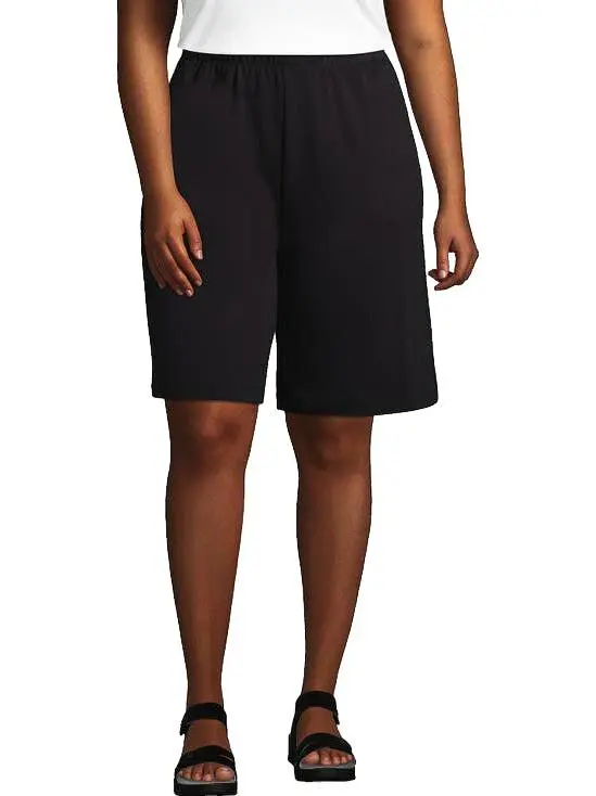 LANDS' END Sport Knit High-rise Shorts - Black
